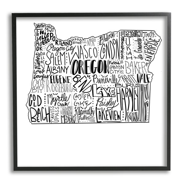 Ophelia & Co. Oregon State Typography cmw-063 Personalized Wall Art ...