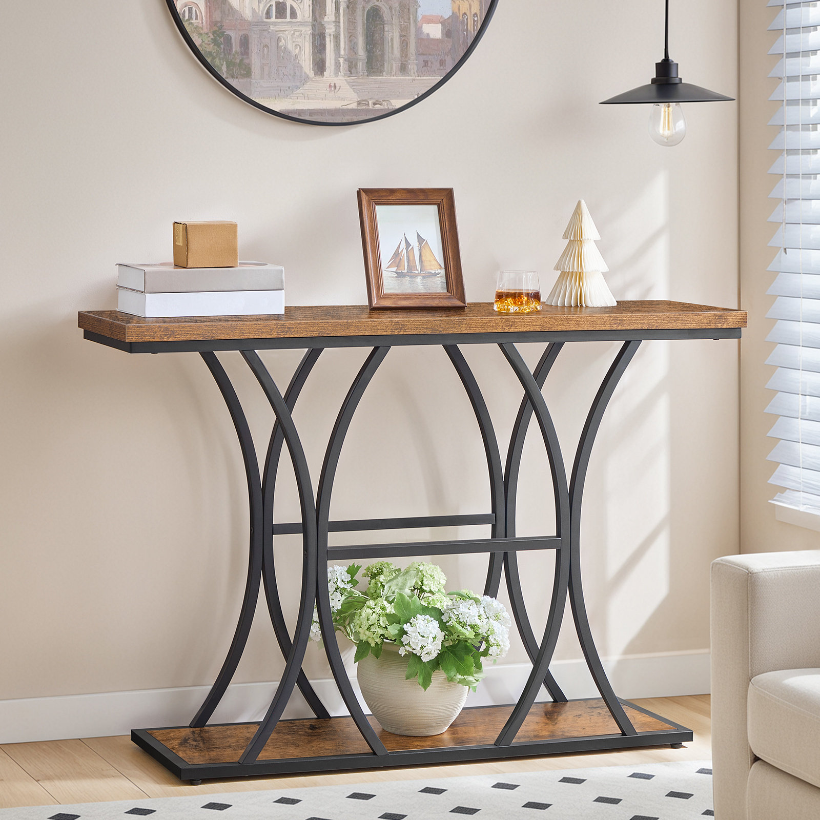 Winston Porter 47.2" Console Table Industrial Sofa Table Foyer Table ...