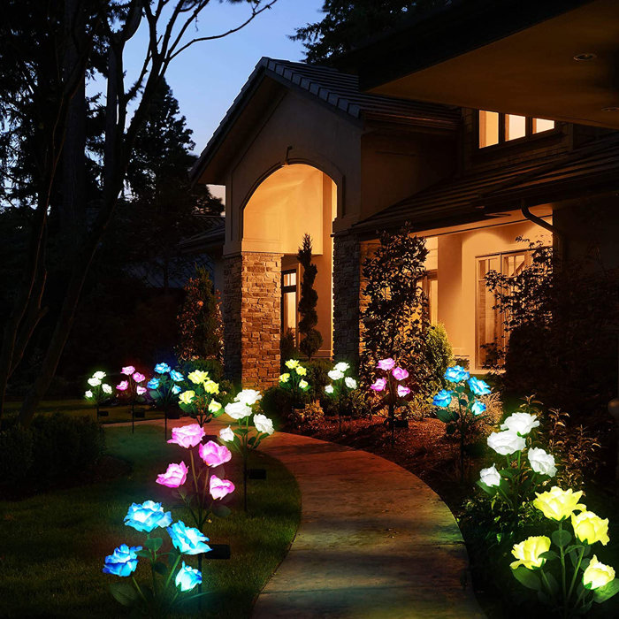 KOOPER Flower Low Voltage Solar Powered Integrated LED Pathway Light ...