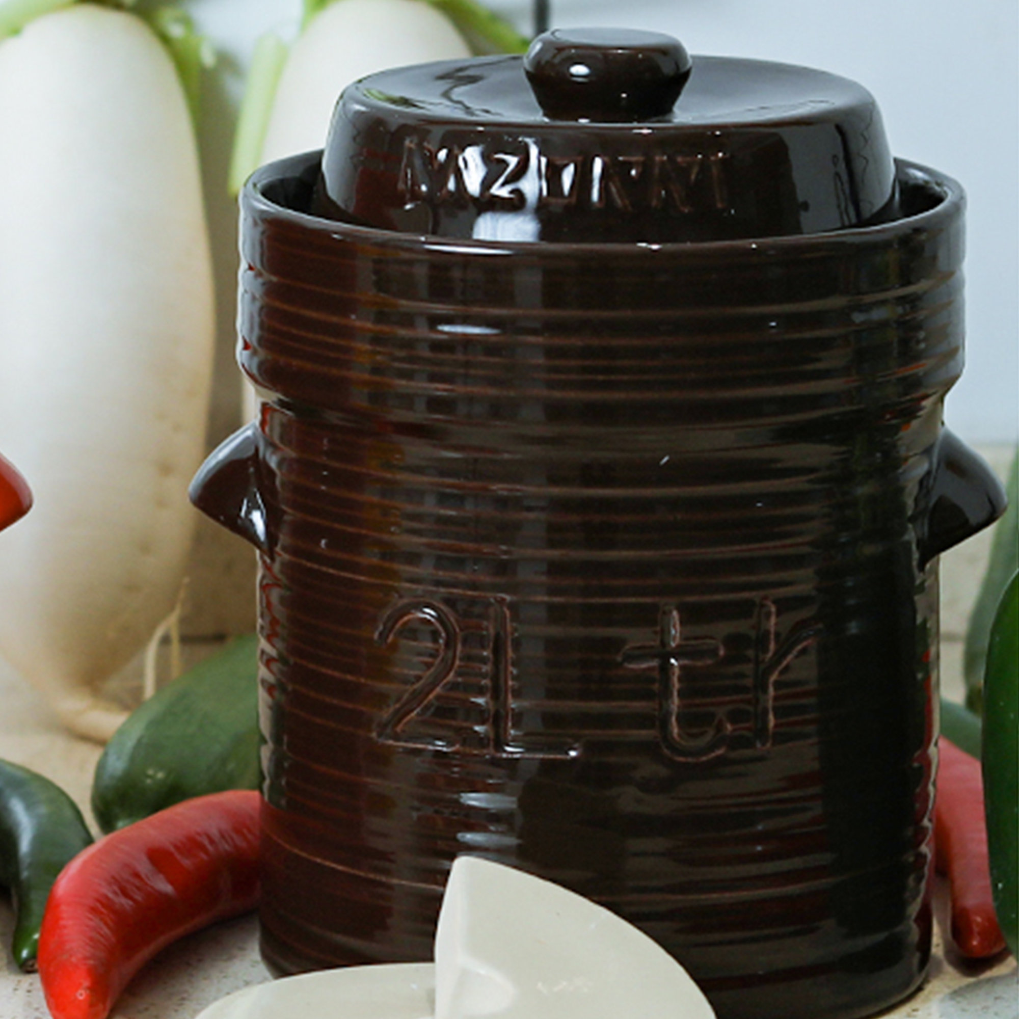 Razorri 2 Liter (0.5 Gallon) Sauerkraut Ceramic Fermentation Crock ...