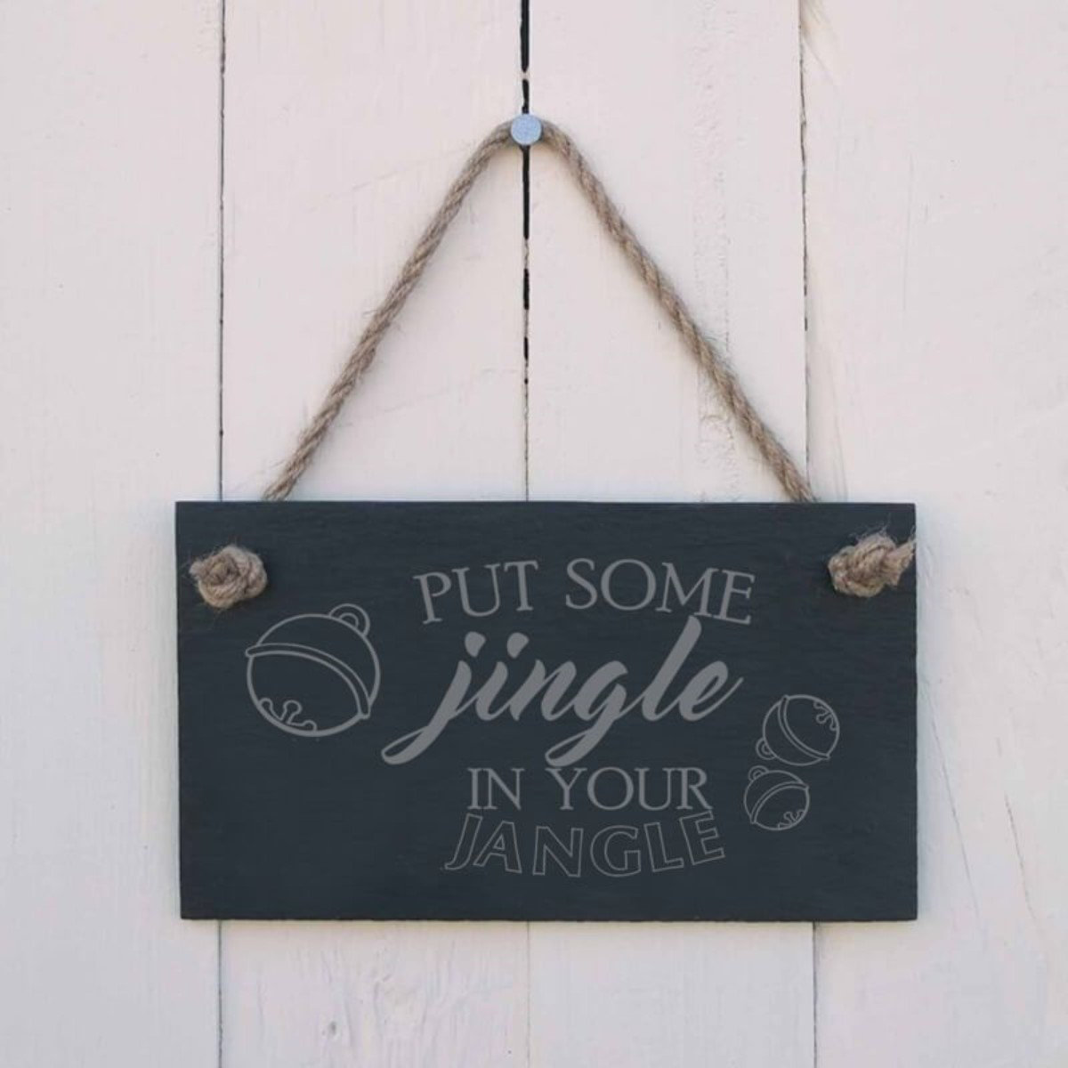 The Seasonal Aisle Put Some Jingle in Your Jangle Slate Hanging Sign ...