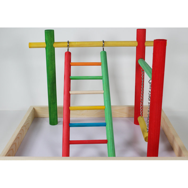 Penn Plax 14" Wooden Bird Play Gym Table Top Activity Center | Wayfair
