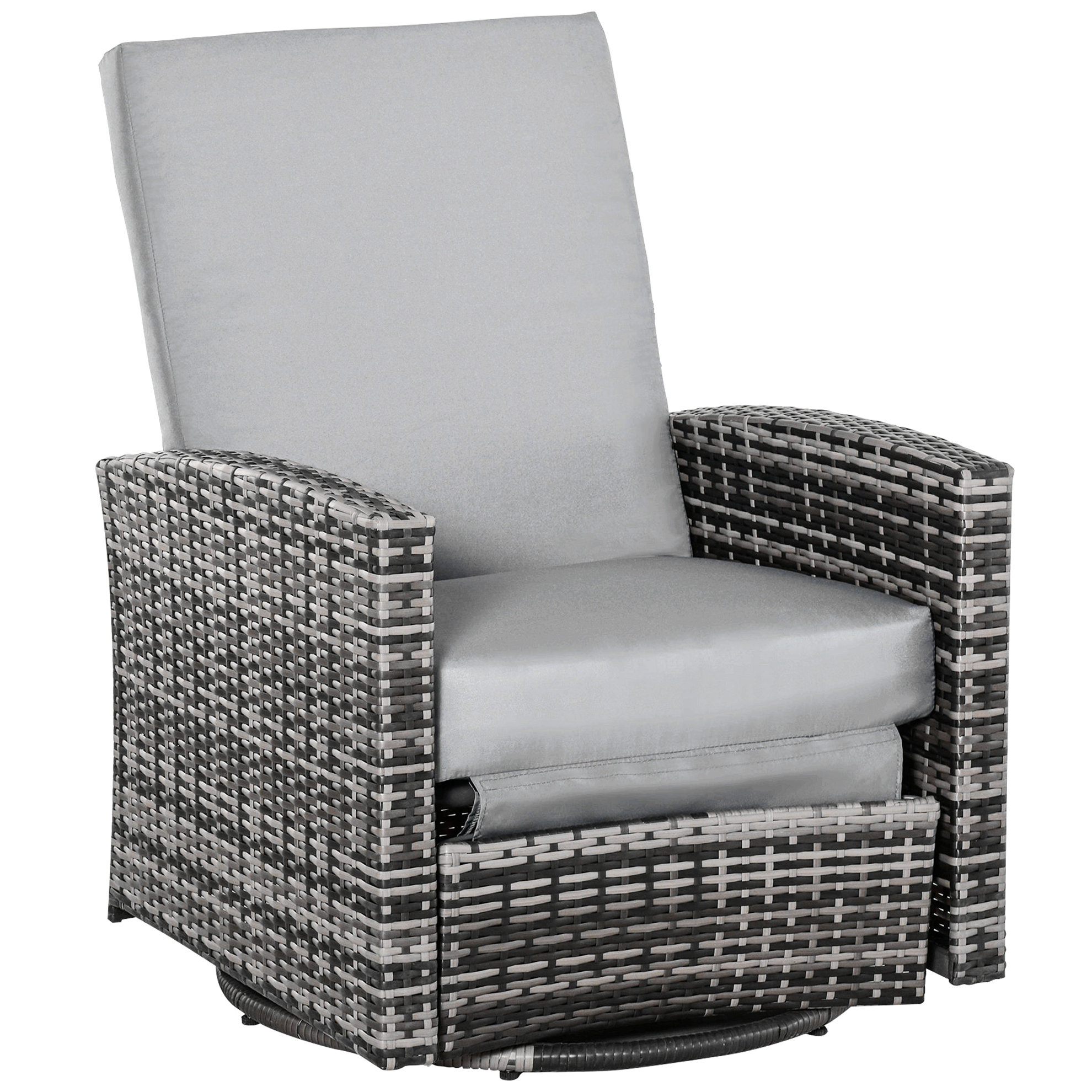 Red Barrel Studio® Outdoor Wicker Swivel Recliner Chair, Reclining ...