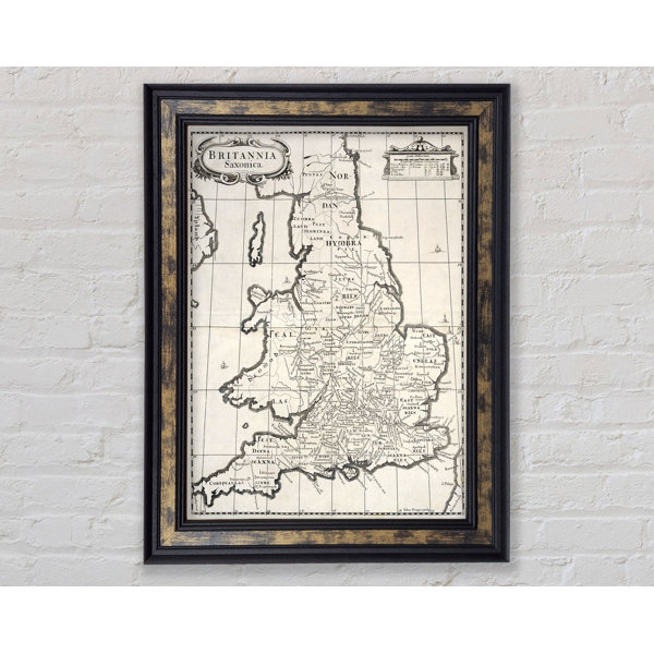 Bright Star Old Saxon Map Of The UK - Single Picture Frame Art Prints ...