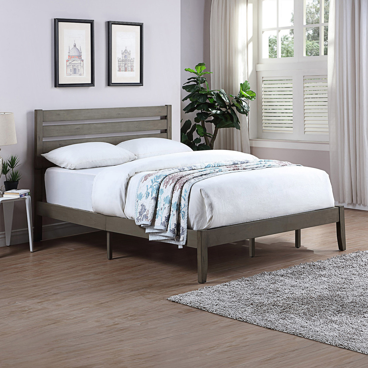 Gracie Oaks Open Slat Design Queen Bed | Wayfair