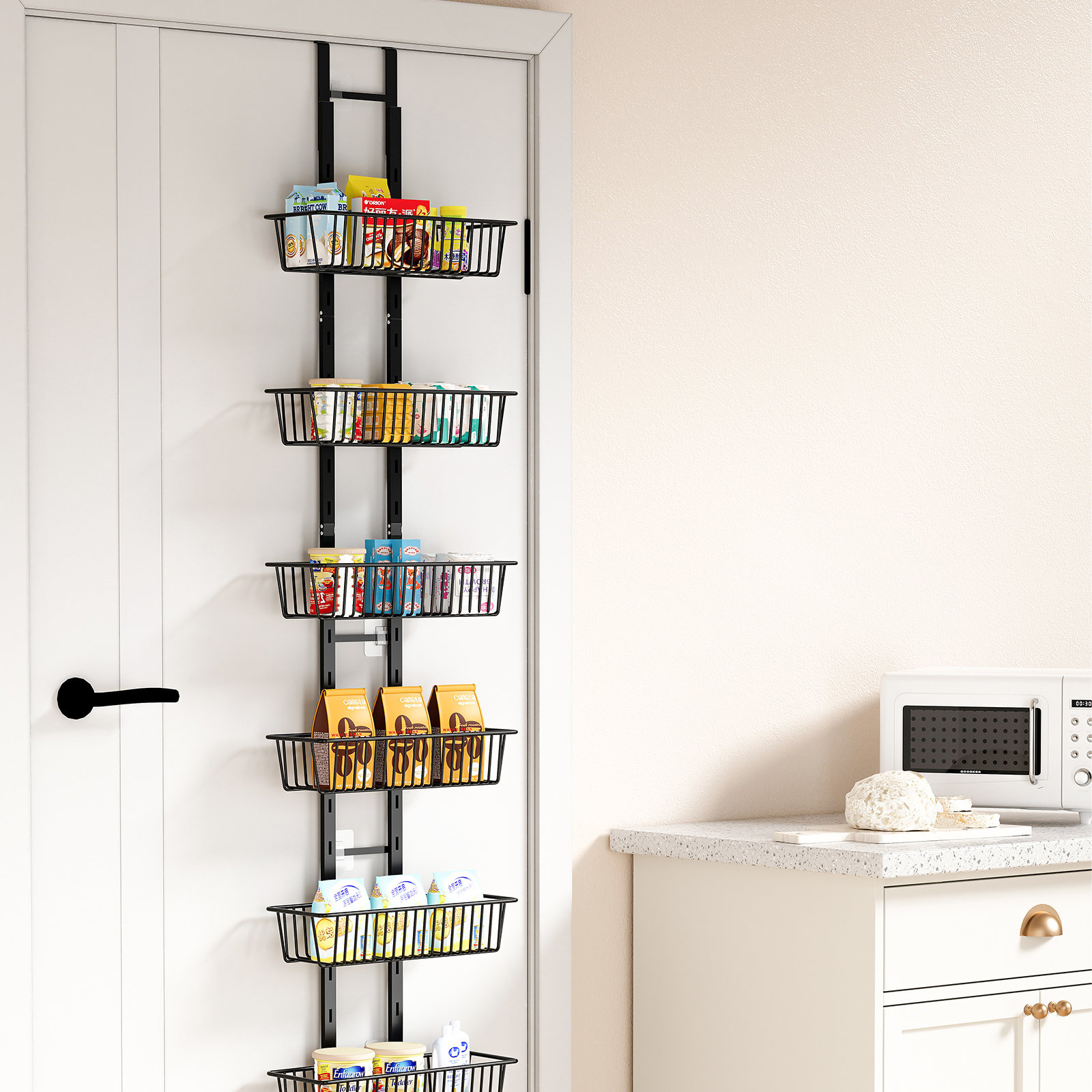 Rebrilliant Over The Door Pantry Organizer, Fast Install 6 Tier Over ...