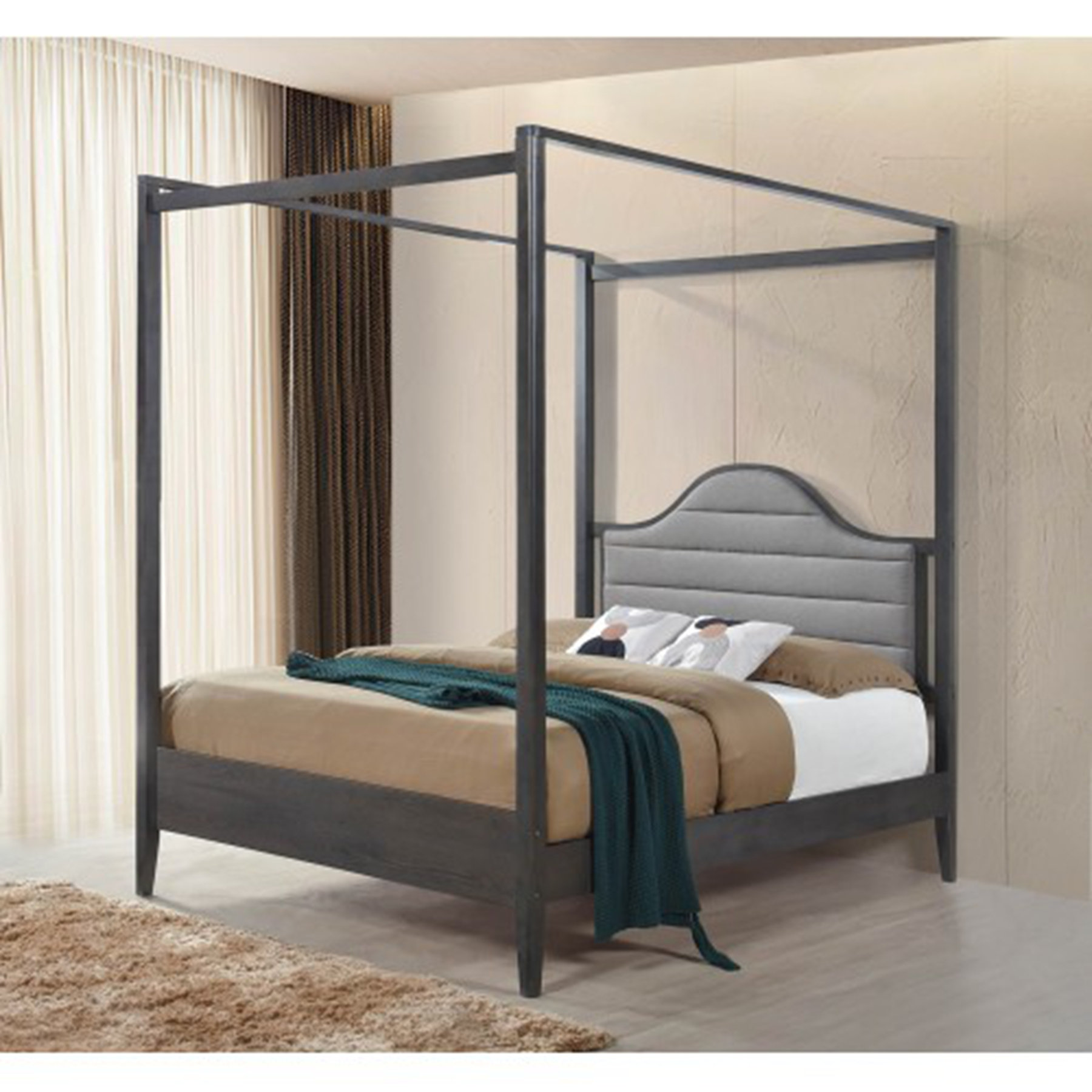Latitude Run® Cozy Canopy Bed with Padded Headboard - Wayfair Canada