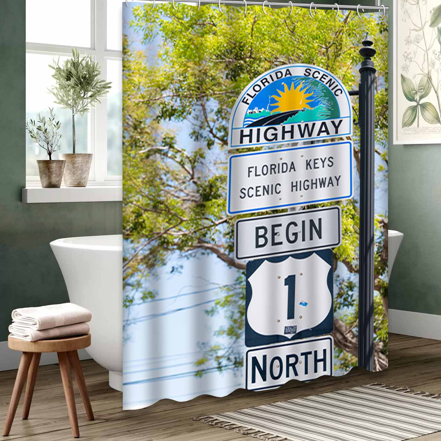 East Urban Home Key West Waterproof Shower Curtain Florida Scenic ...