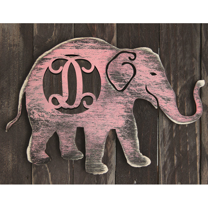 aMonogramArtUnlimited Elephant Rustic Single Letter Wooden Shape Wall ...