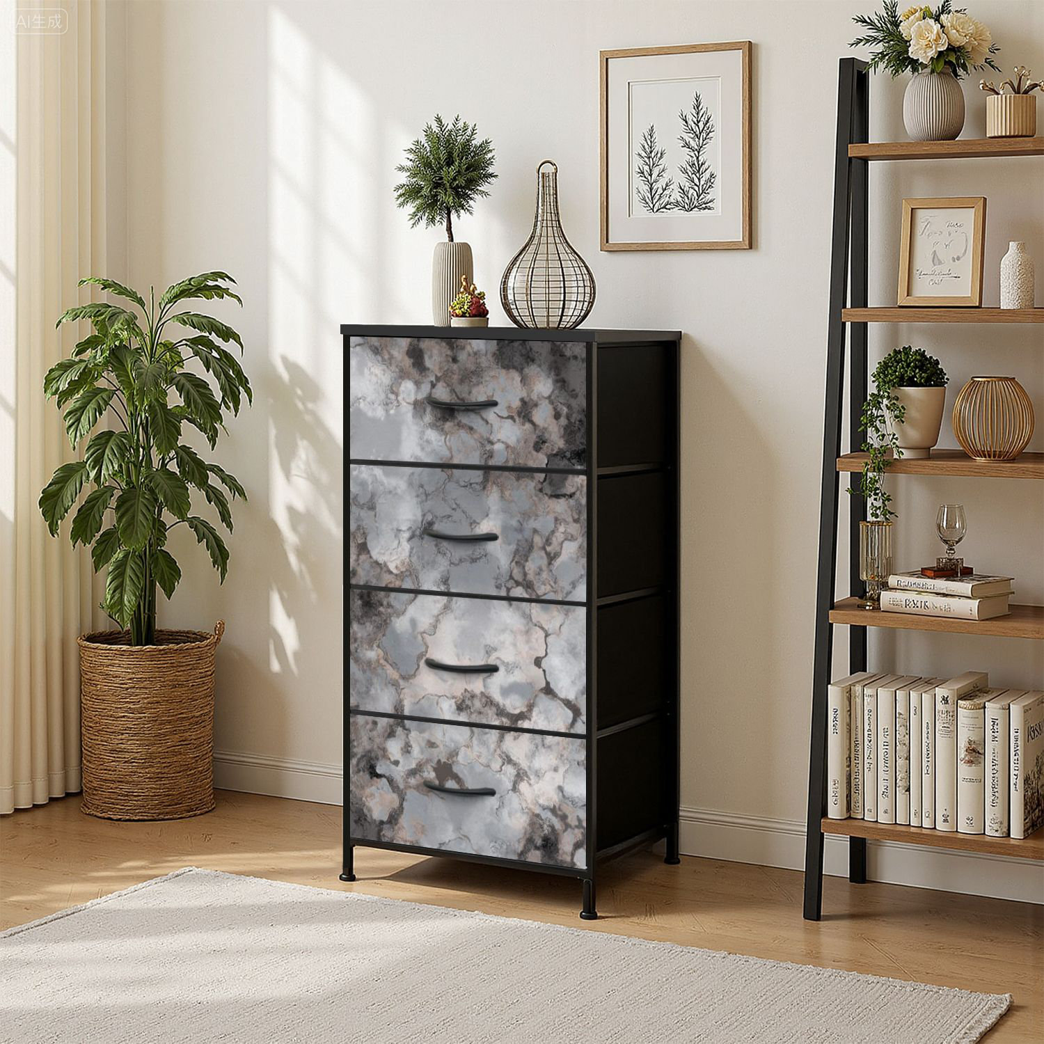 Ebern Designs 4 Drawer Vertical Storage Dresser Abstract grunge marble ...