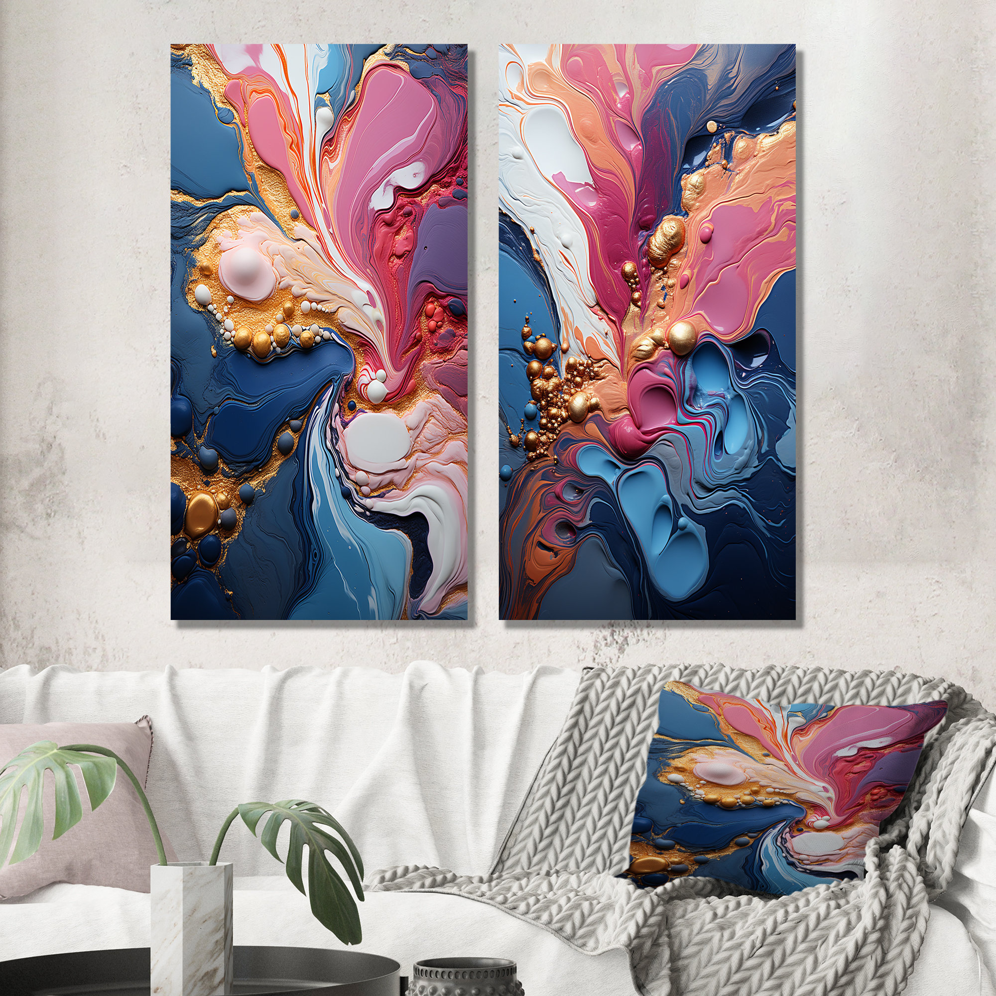 Ivy Bronx Trippy Pink Blue Abstract Liquid Ink I - Abstract Liquid Ink ...