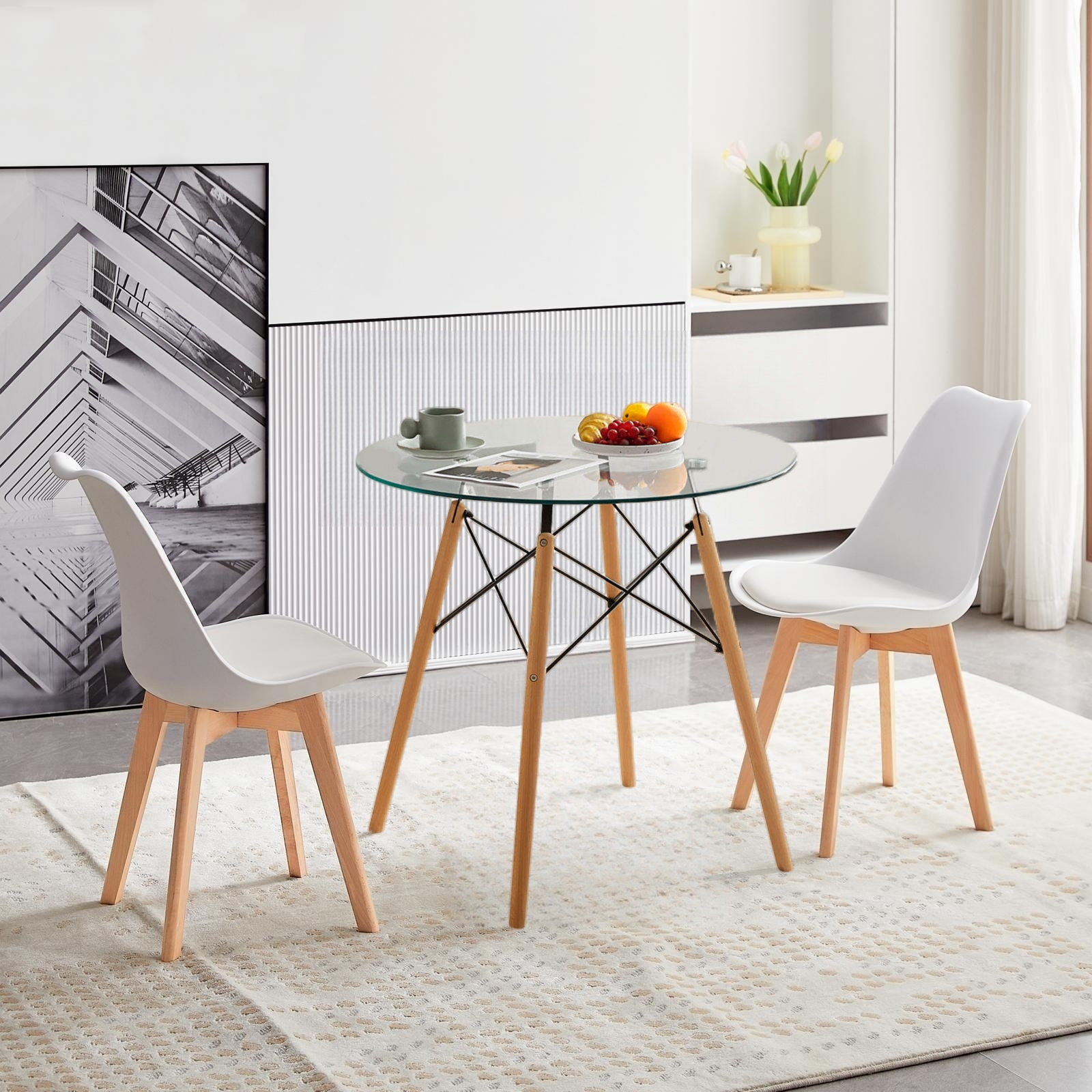 George Oliver 3-Piece Dining Table Set For Small Space, Round Dining ...