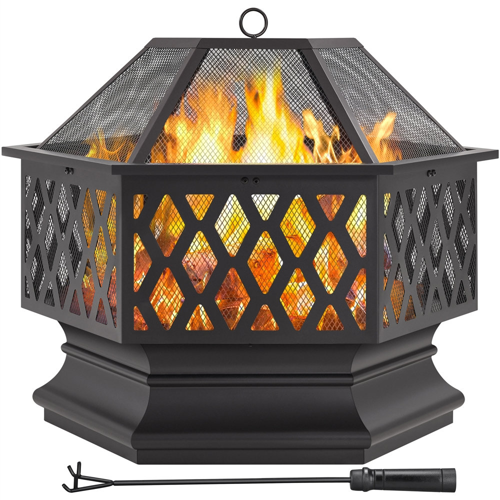 Lark Manor™ Areej 28″ Hex-Shaped Wood Burning Outdoor Fire Pit W/ Spark ...