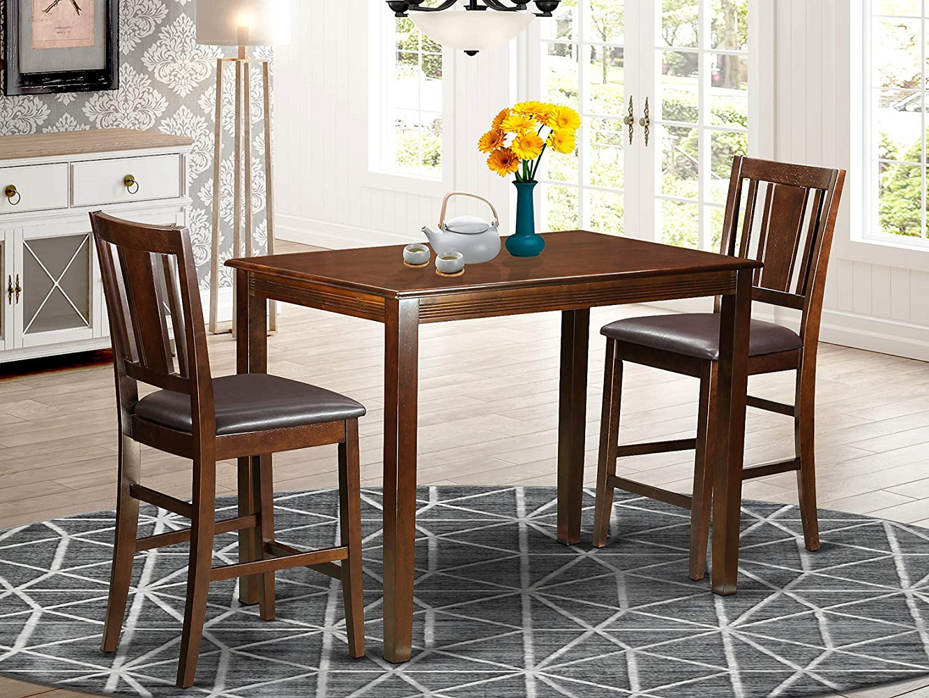 Winston Porter Barview Counter Height Solid Wood Dining Set & Reviews ...