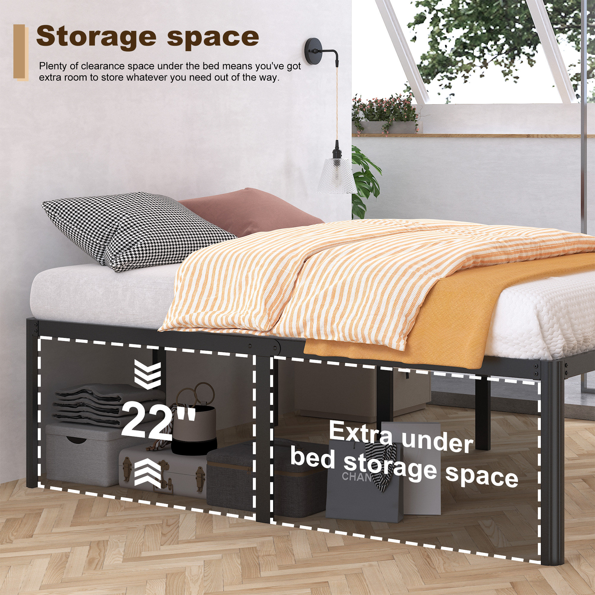 Ebern Designs 24 Inch Bed Frame with Rounded Corner Legs & Reviews ...