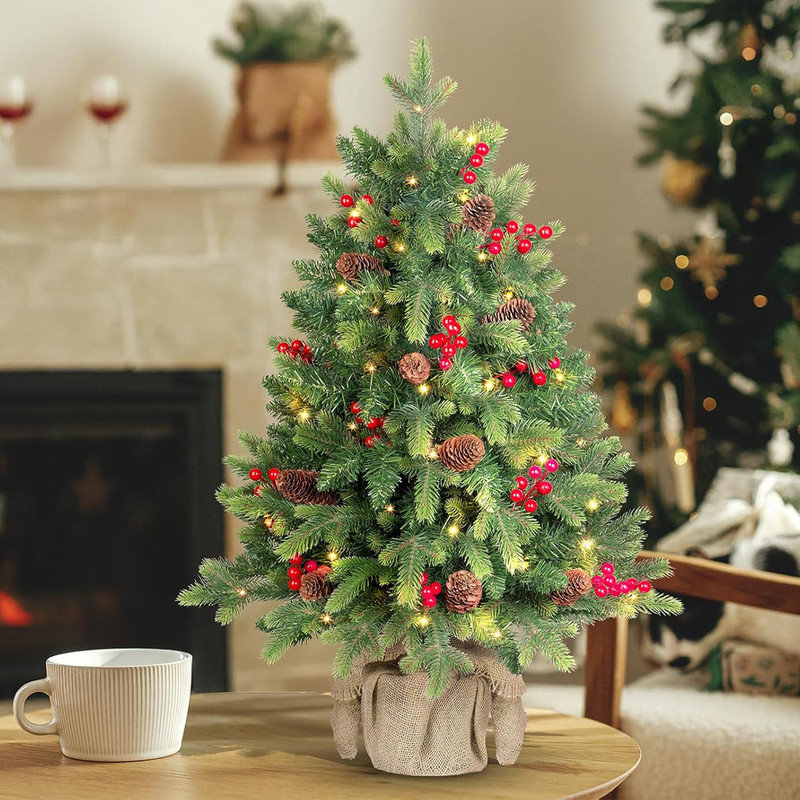 The Holiday Aisle® 3ft Pre-Lit Tabletop Christmas Tree,Include 80 LED ...