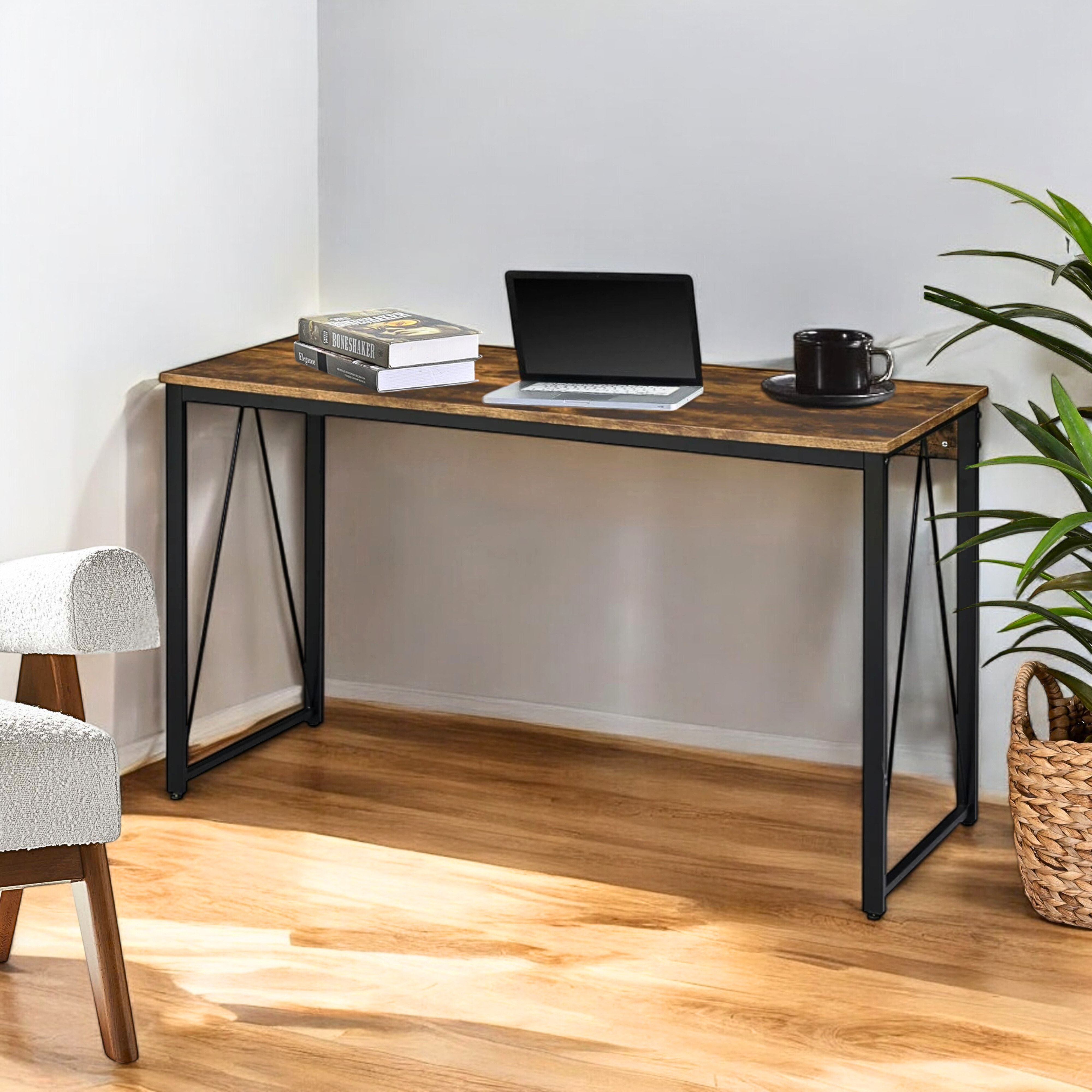 Trio Supply House Divulge weathered oak and black writing desk | Wayfair