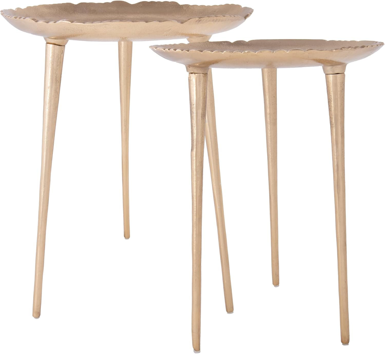 Bloomsbury Market Gold Accent Side Table Set, Antique Trieste Metal Tables For Living Room ...