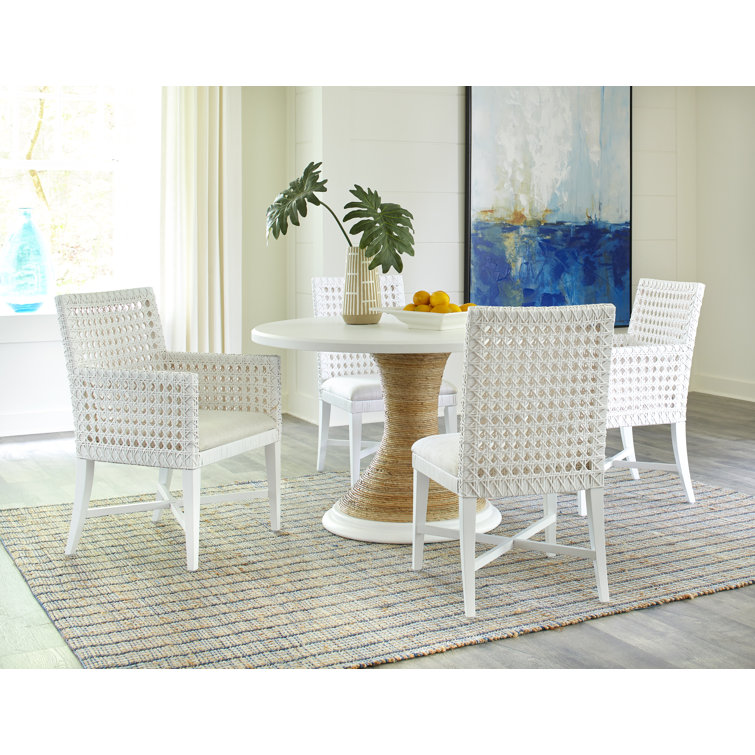 The Twillery Co.® Rafelson Round Dining Table With White Woven Chair ...