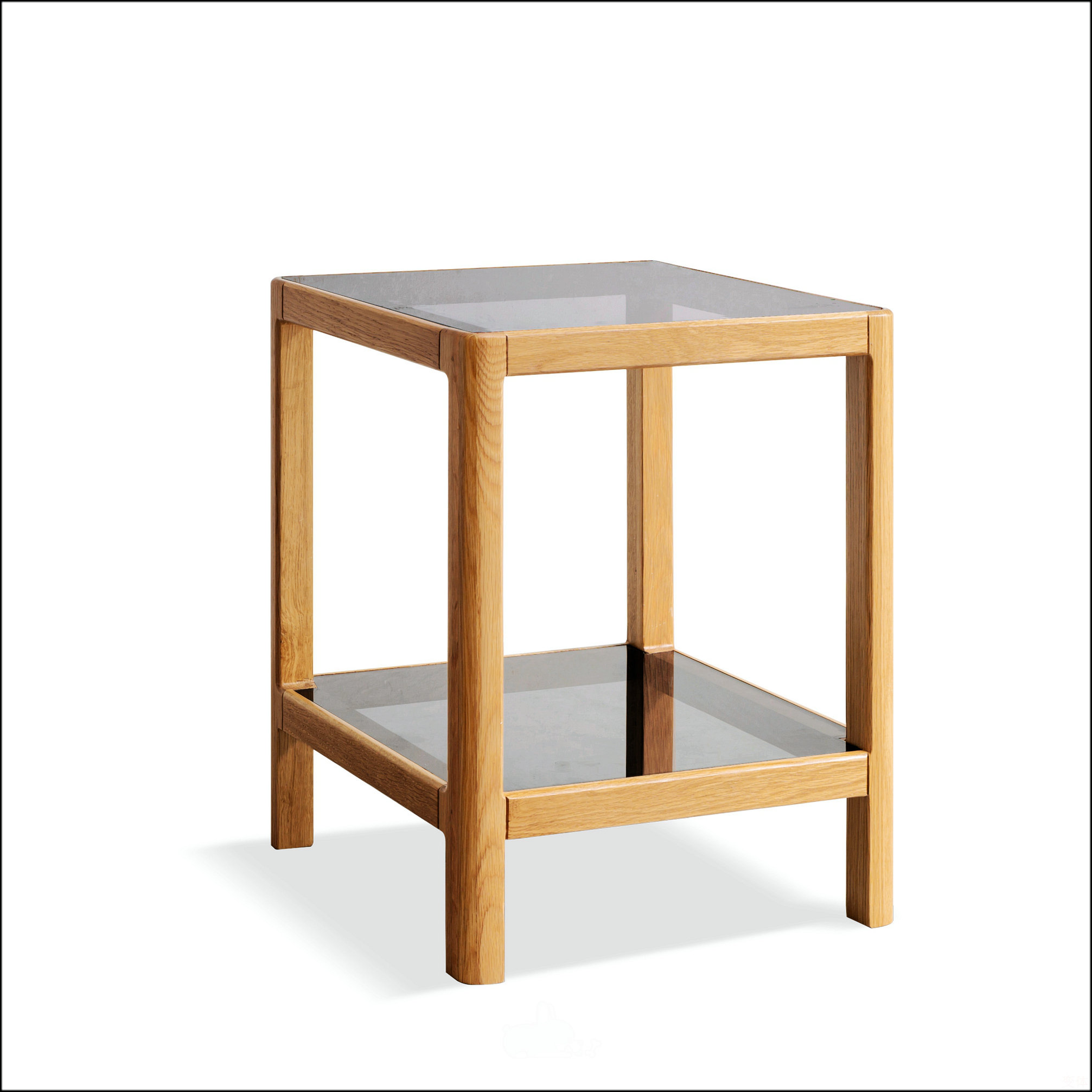 Ebern Designs Natural Oak Wood End Table With Tempered Glass | Wayfair