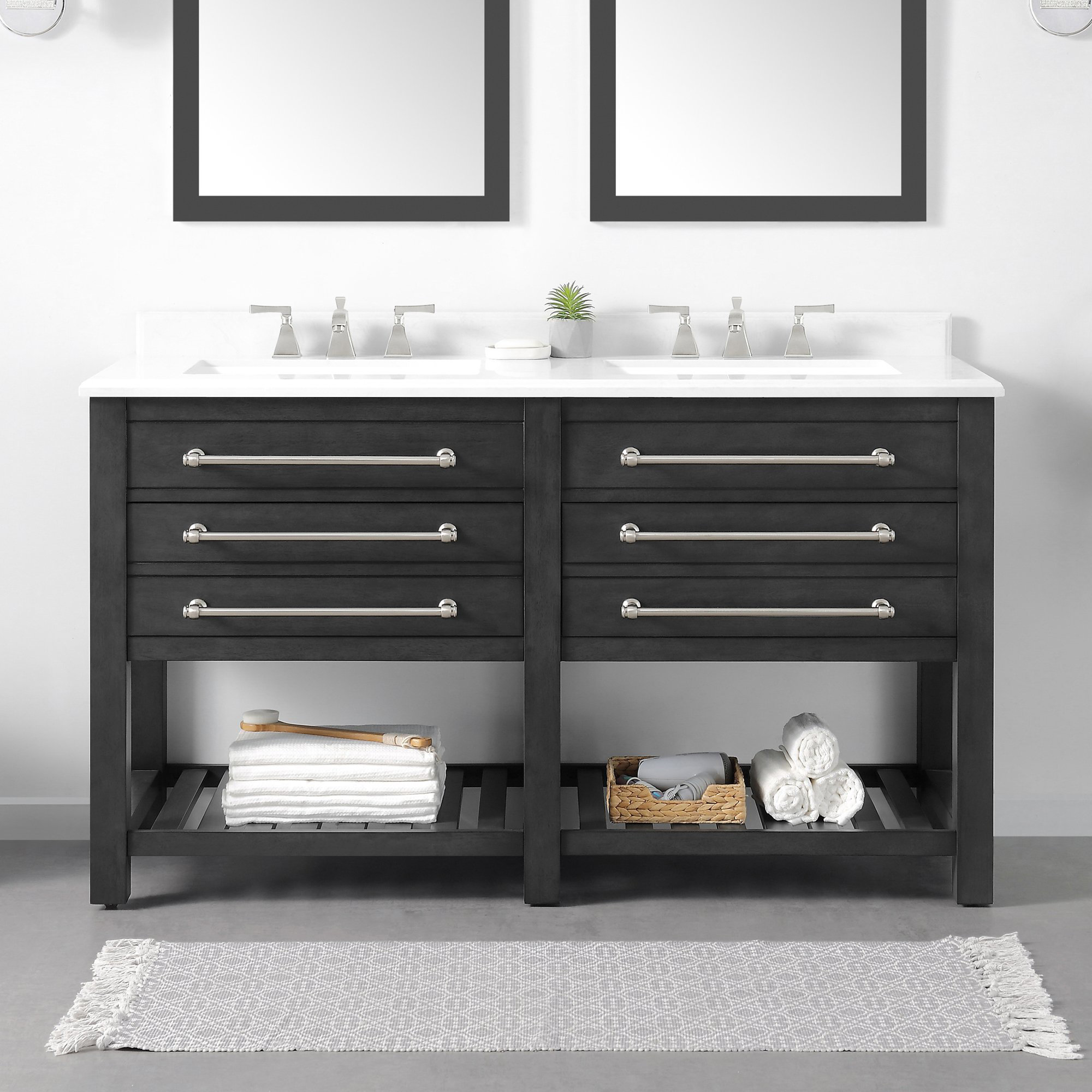 Ebern Designs Wesley 60" Double Bathroom Vanity Set | Wayfair