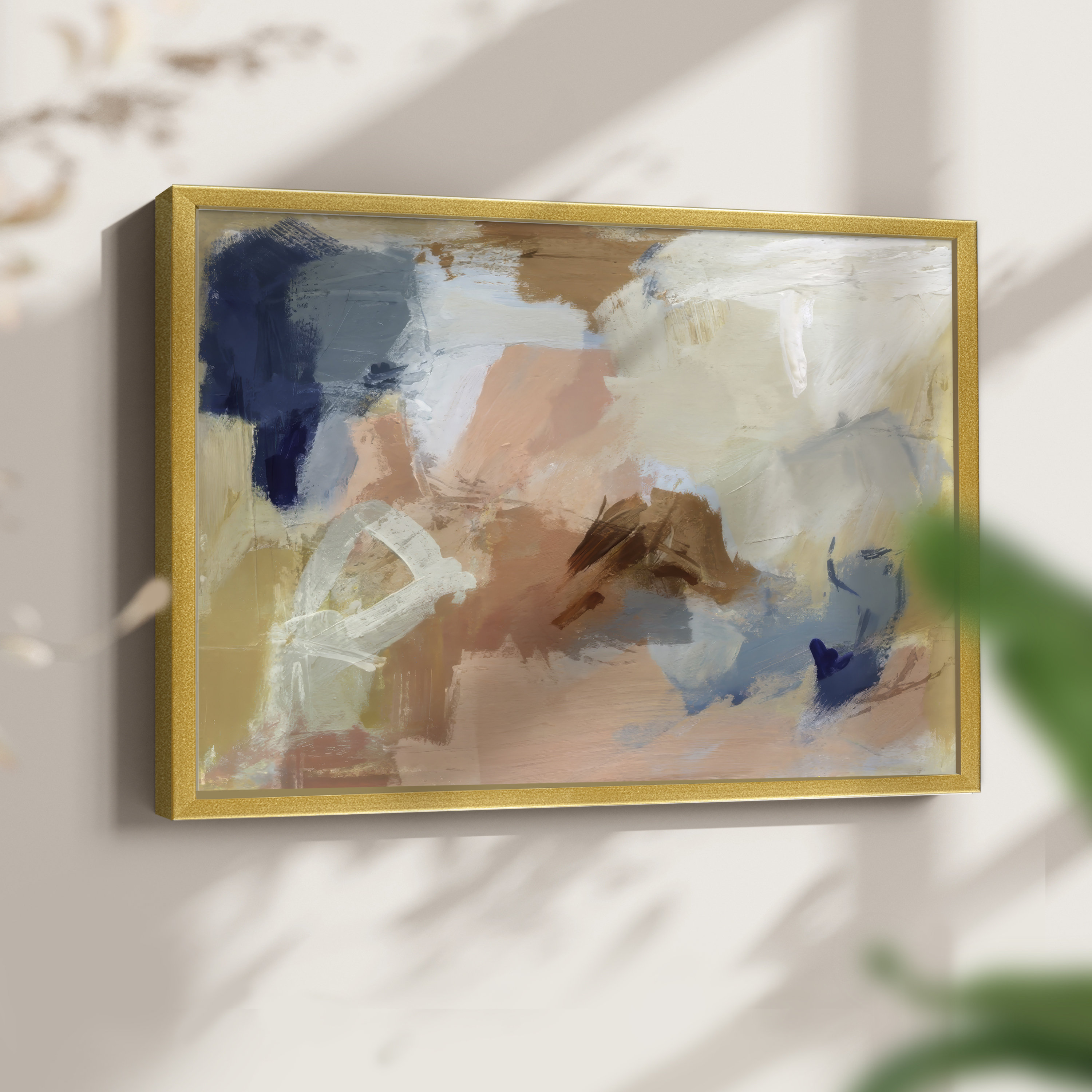 Wrought Studio™ Apricot Navy Swirl I -Framed Print - Restickable | Wayfair