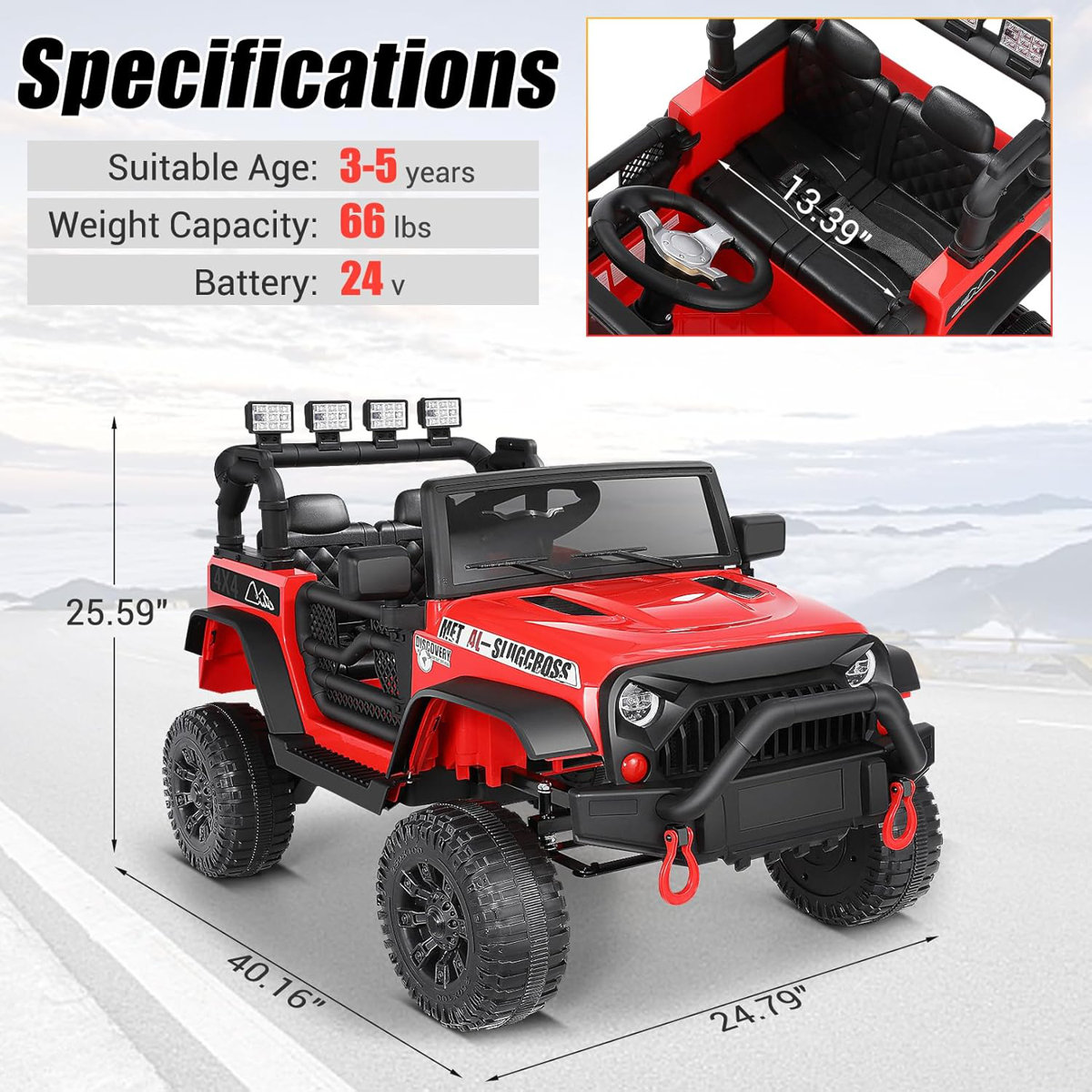 DreamDwell Home 24V Electric Ride on Jeeps for Kids, Ride On Car Truck ...