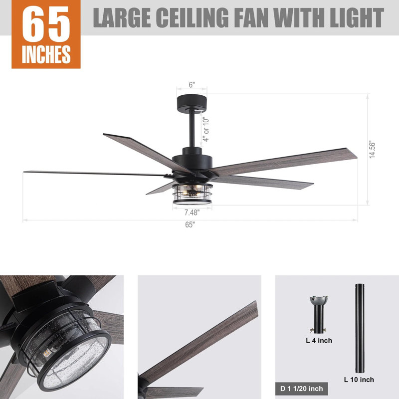 Trent Austin Design® 65" Rivenbark 5 - Blade Caged Ceiling Fan with LED ...