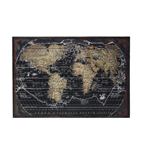 Williston Forge 'World Atlas' Framed Print on Wood & Reviews | Wayfair