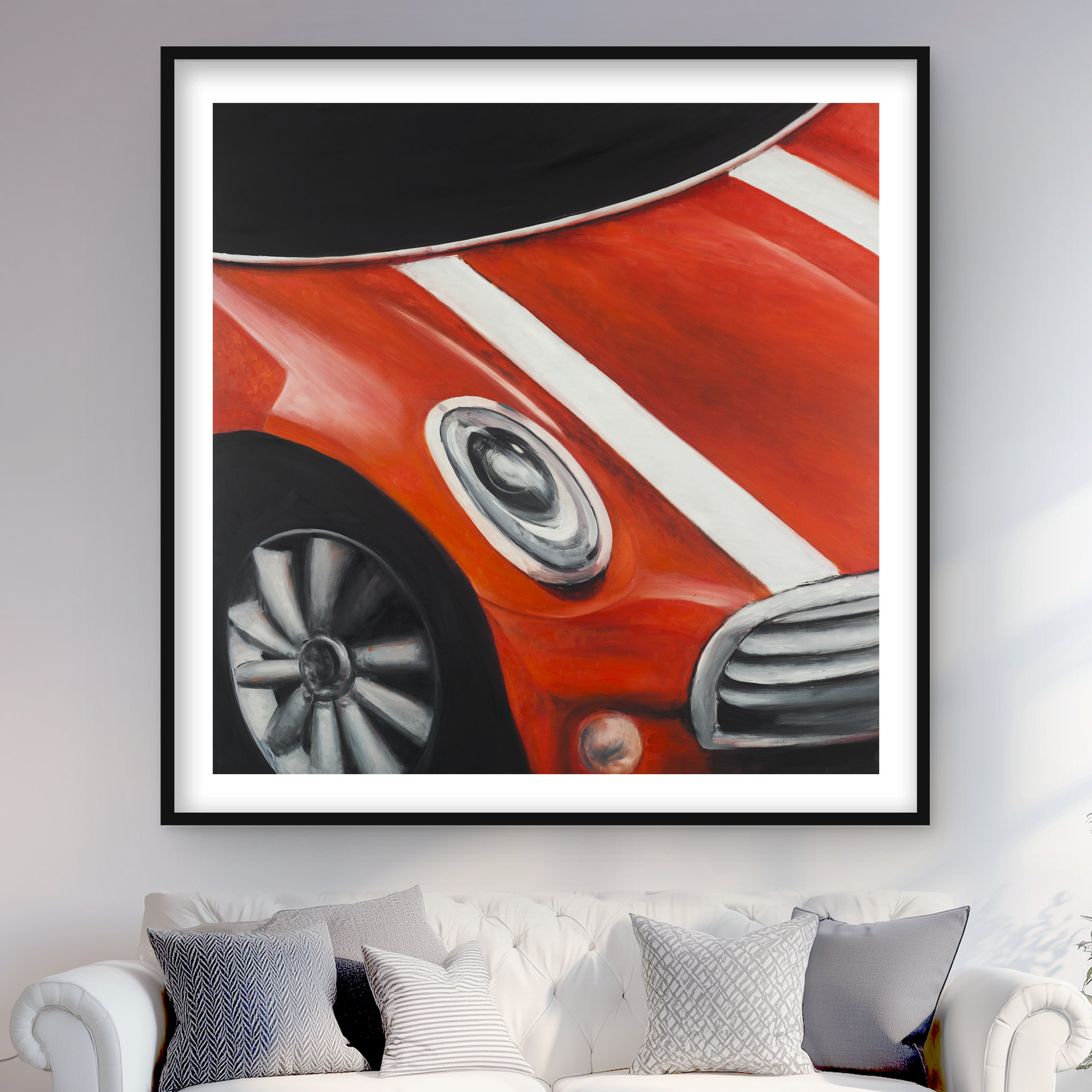 Lark Manor™ Red Car with White Stripes Closeup | Man Cave Wall Art ...