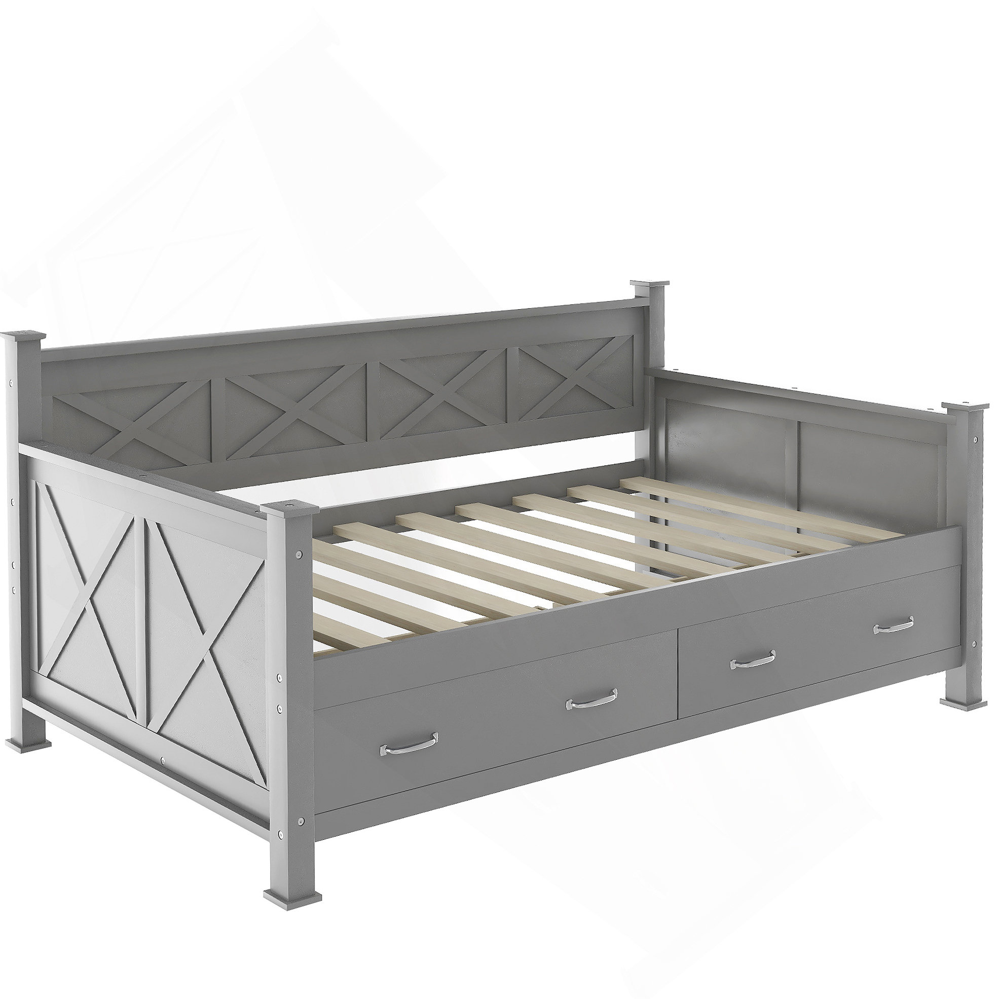 Gracie Oaks Daybed with 2 Large Drawers, X-shaped Frame, Modern and ...