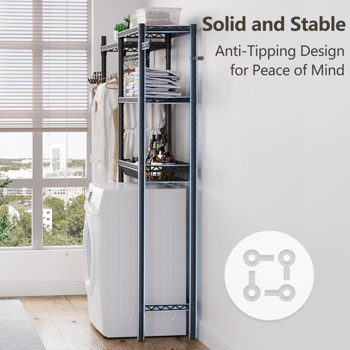 Homhougo Metal Free Standing Laundry Room Organizer | Wayfair