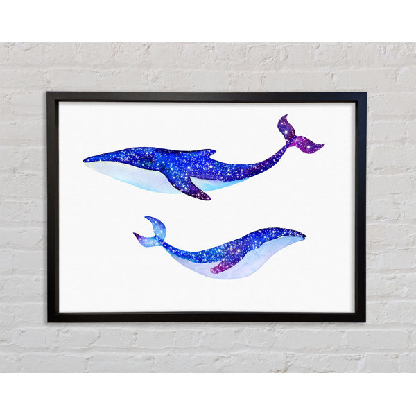 Bright Star Twinkling Whales - Single Picture Frame Print on Canvas ...