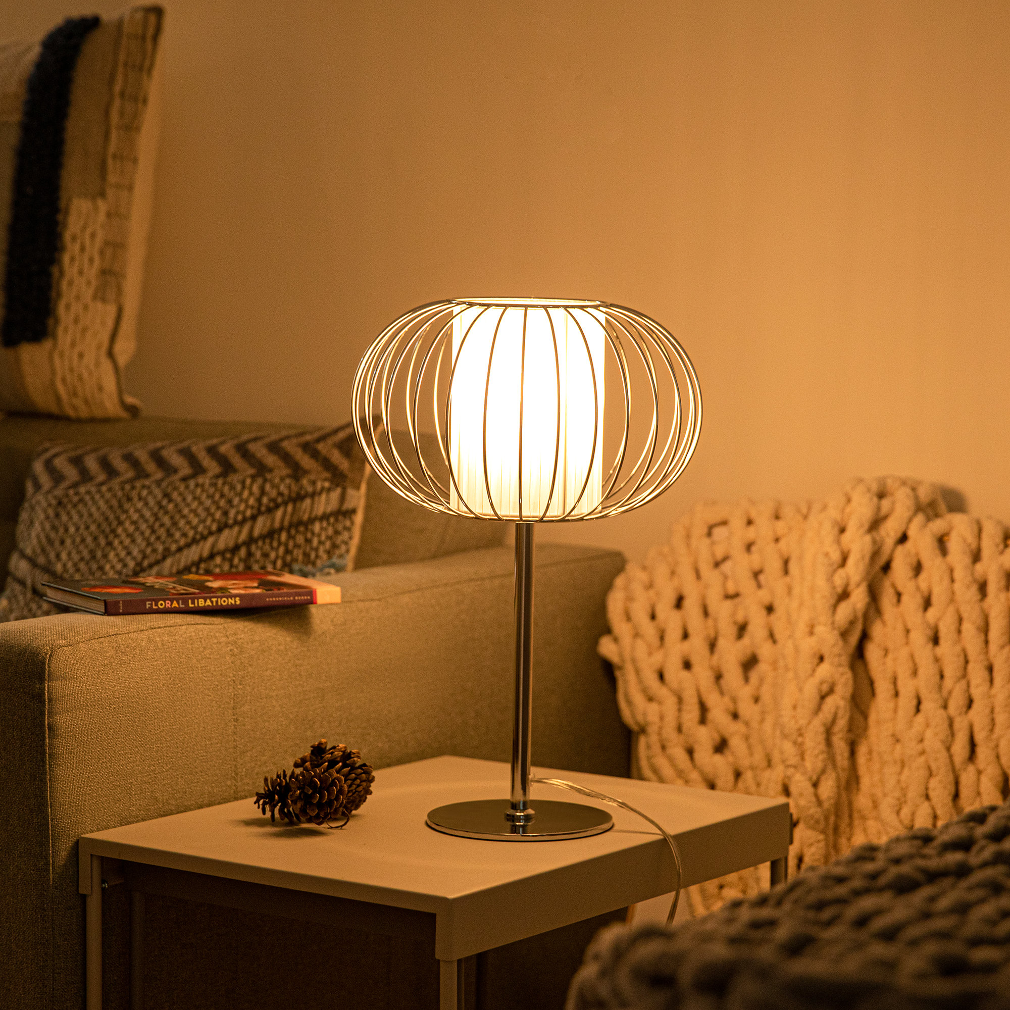 Wrought Studio Kouts Table Lamp with Inner Shade and Outer Metal Cage ...