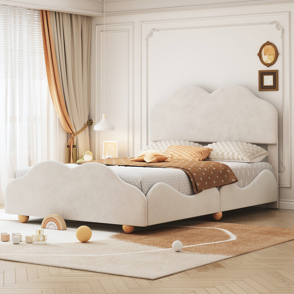 Harriet Bee Jahdari Upholstered Platform Bed with Cloud Shaped bed ...