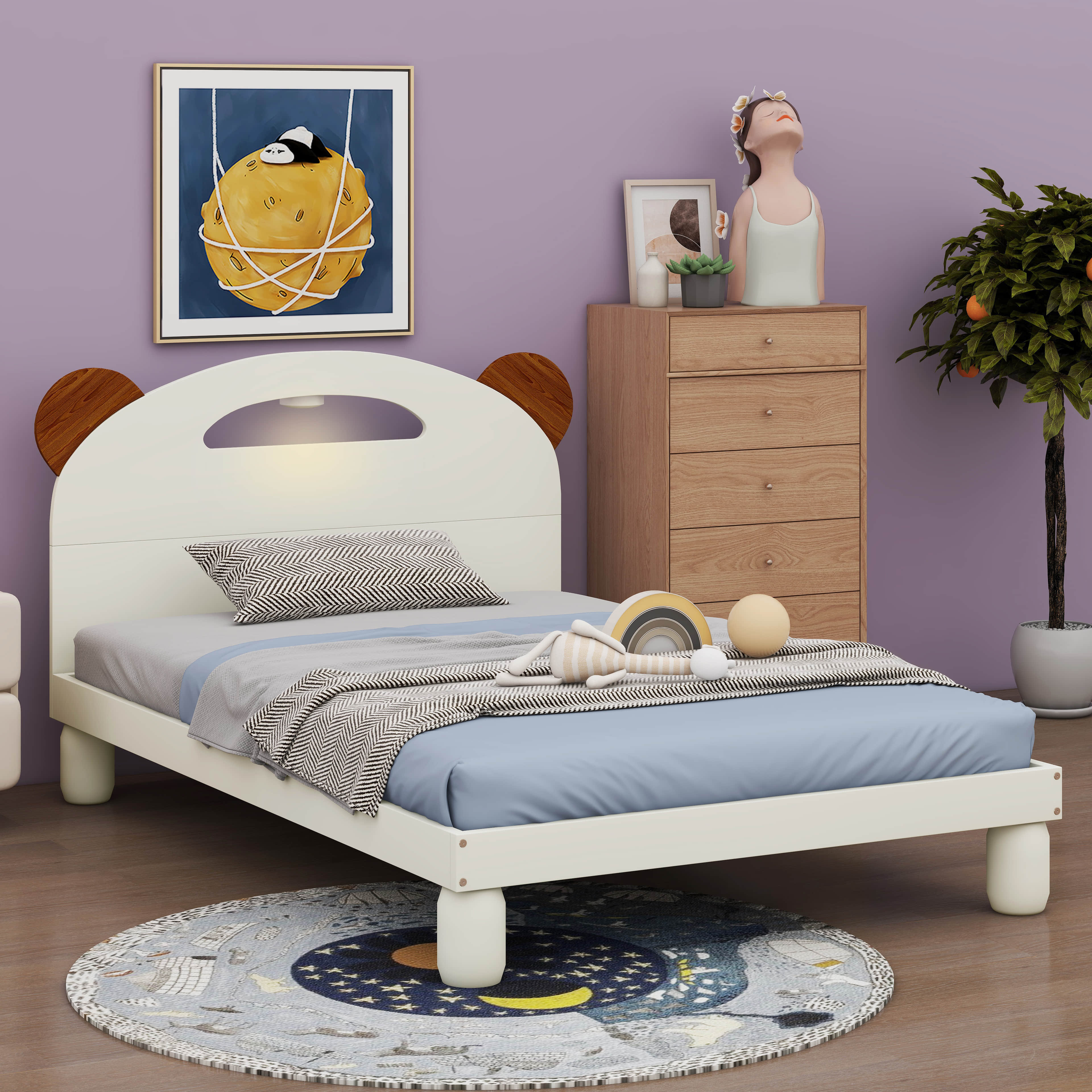 Zoomie Kids Alfonz Platform Bed with Bear Ears Shaped Headboard ...