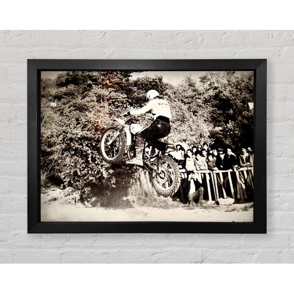 Ebern Designs Retro Motorcross Jump - Single Picture Frame Art Prints ...