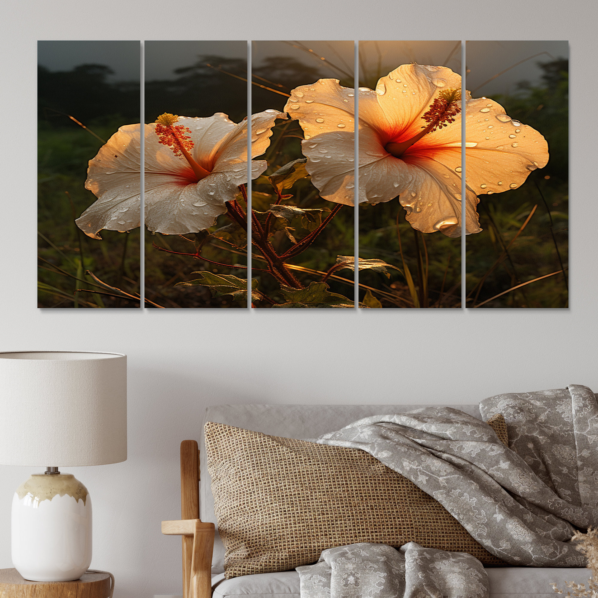 Latitude Run® Hibiscus Field With Sunset II - Floral Metal Wall Art ...