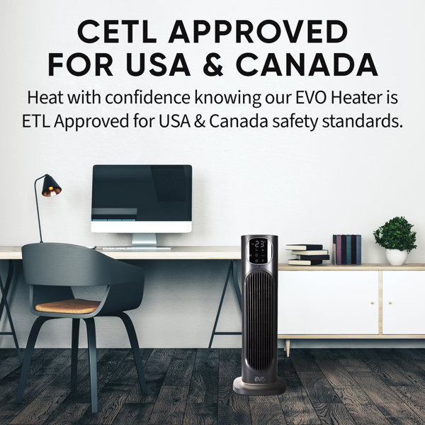 Evo 1500 Watt 12000 BTU Electric Tower Space Heater with Adjustable ...