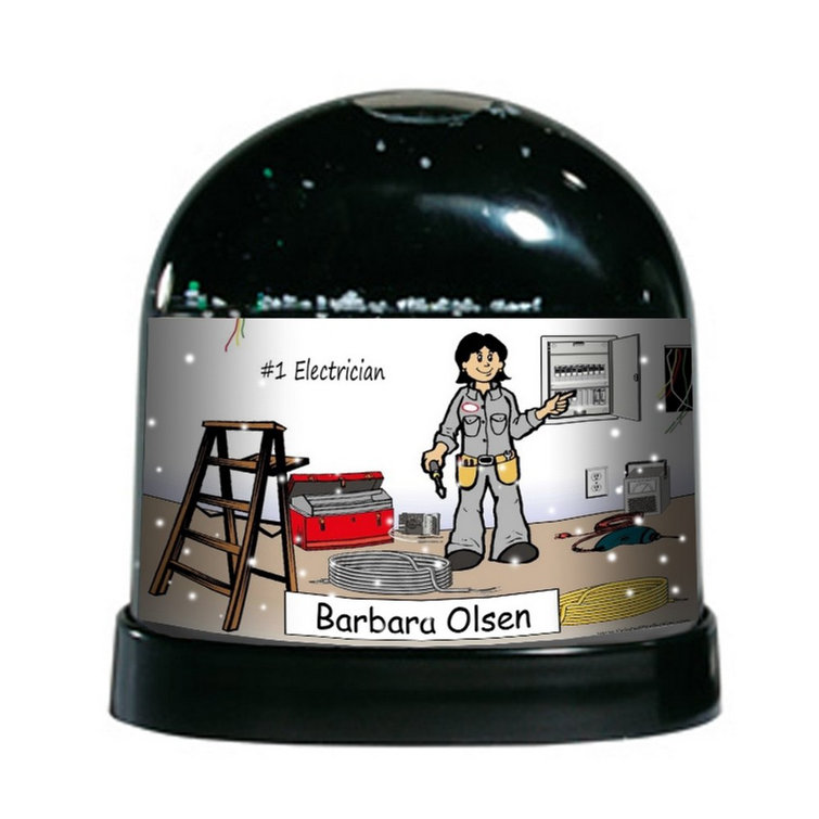 The Holiday Aisle® NTT Cartoon Caricature Female Electrician Snow Globe ...
