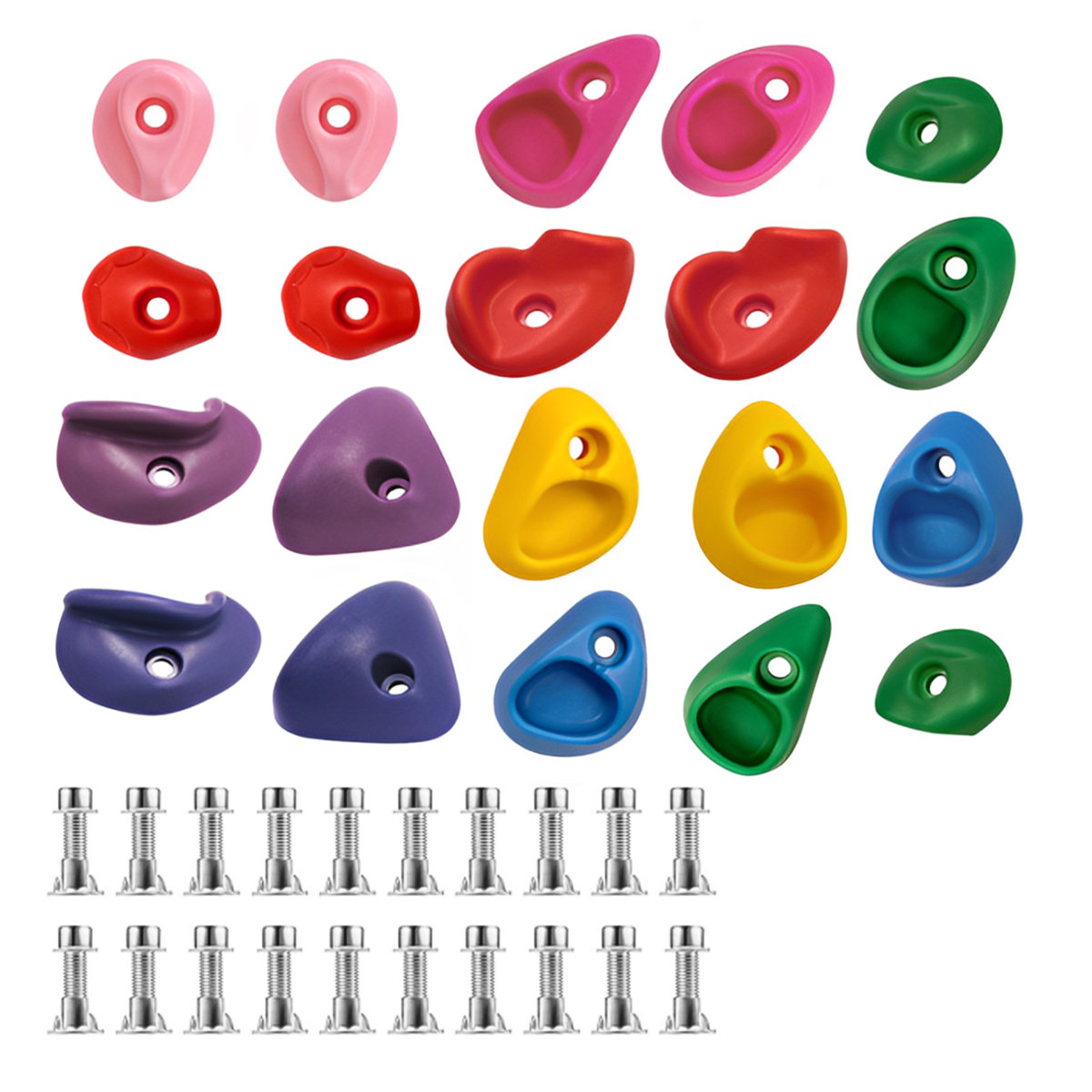 TOPNEW 20 Rock Climbing Holds Multi Size For Kids, Adult Rock Wall ...