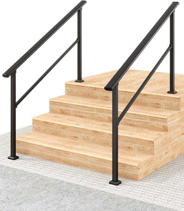 LumiParty 2pcs Hand Rails for Outdoor Steps, 2-5 Step Metal Stair ...