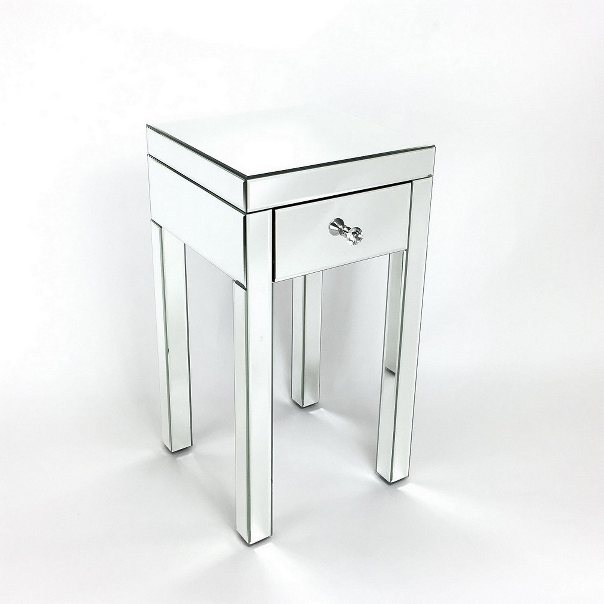 Everly Quinn Mirrored Glass Top End Table with Storage & Reviews | Wayfair