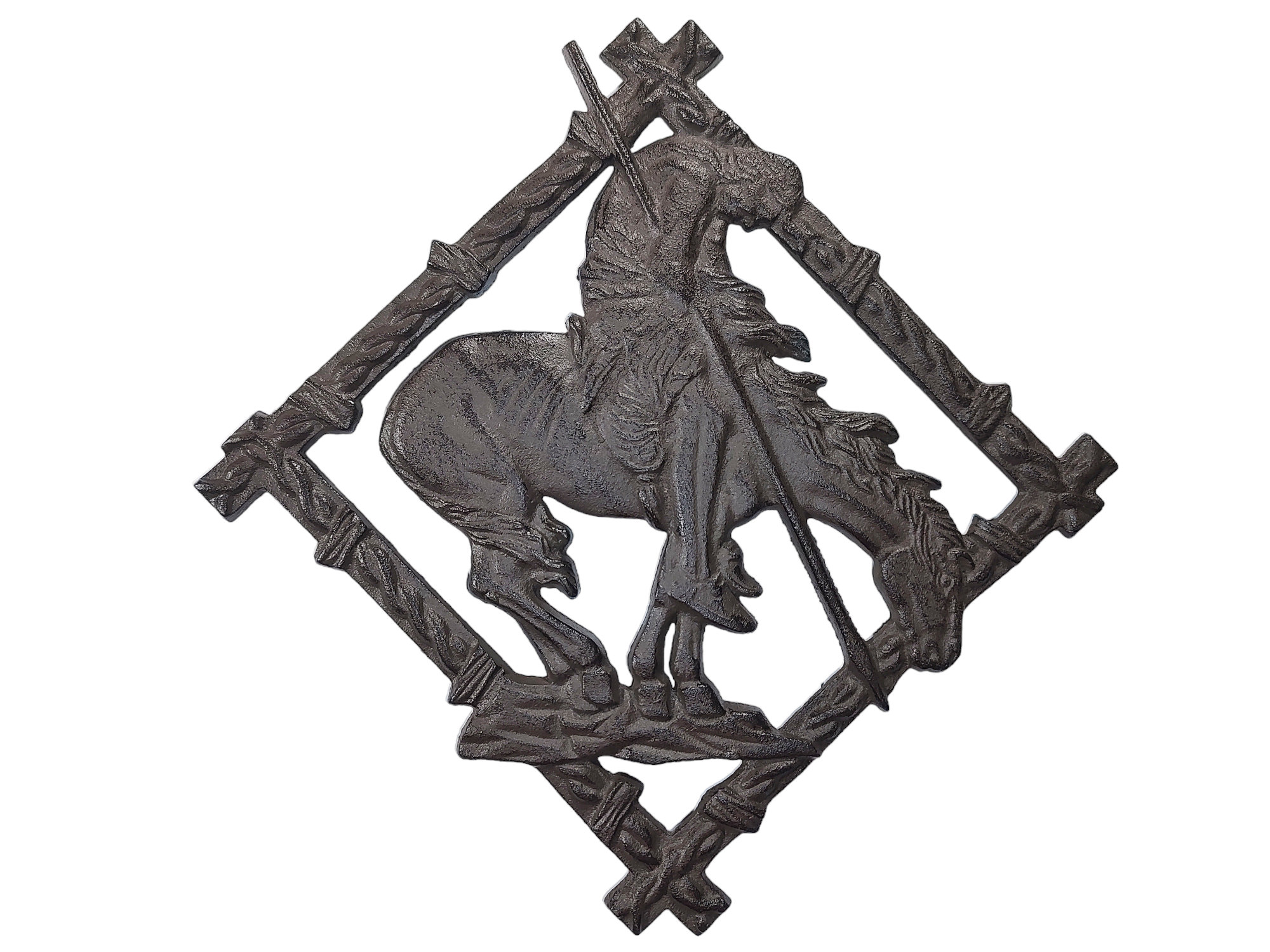 Winston Porter Aadila Rustic Brown Cast Iron Native Mustang Horse Trail ...