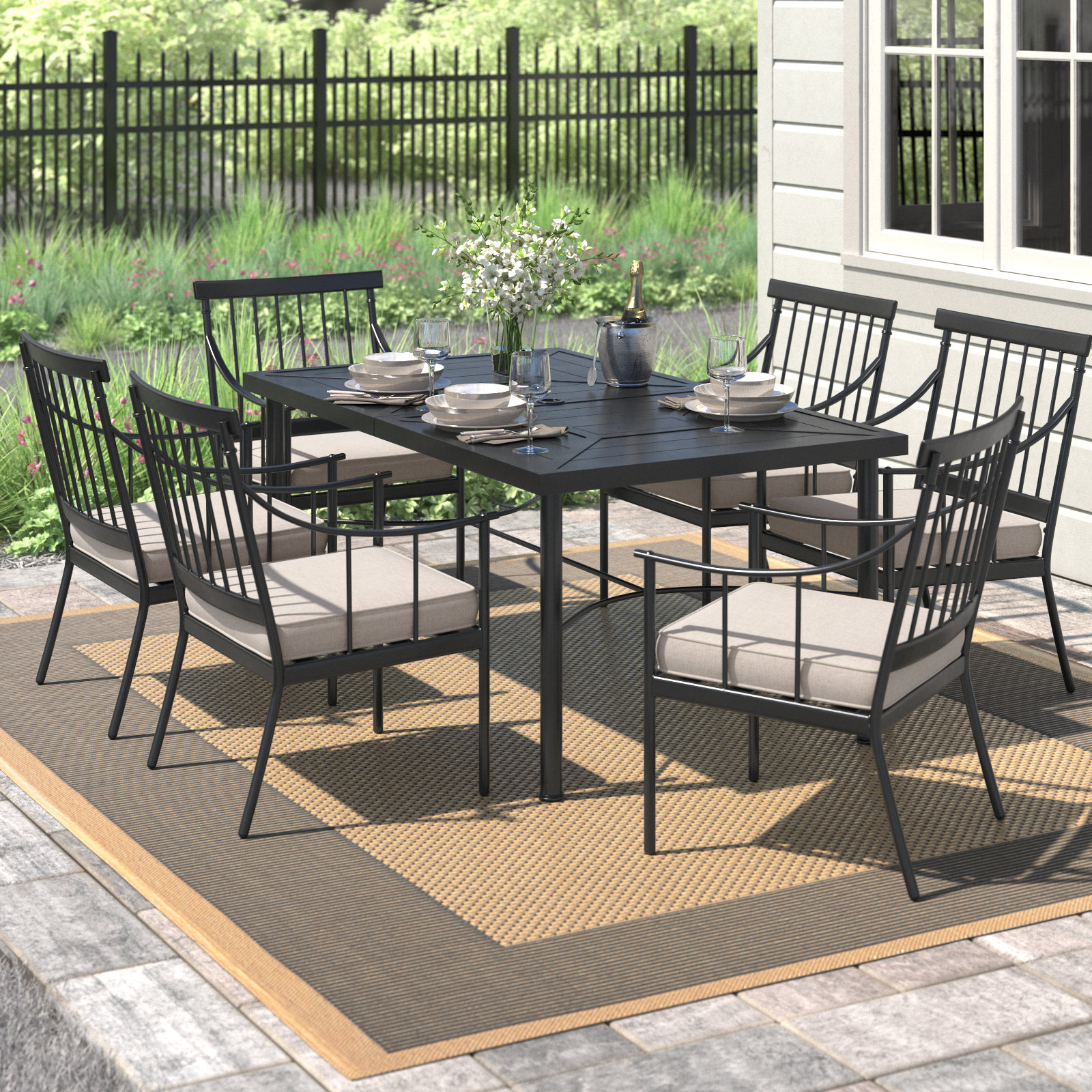 Lark Manor™ Milnor Rectangular 6 - Person 64'' Long Outdoor Patio ...