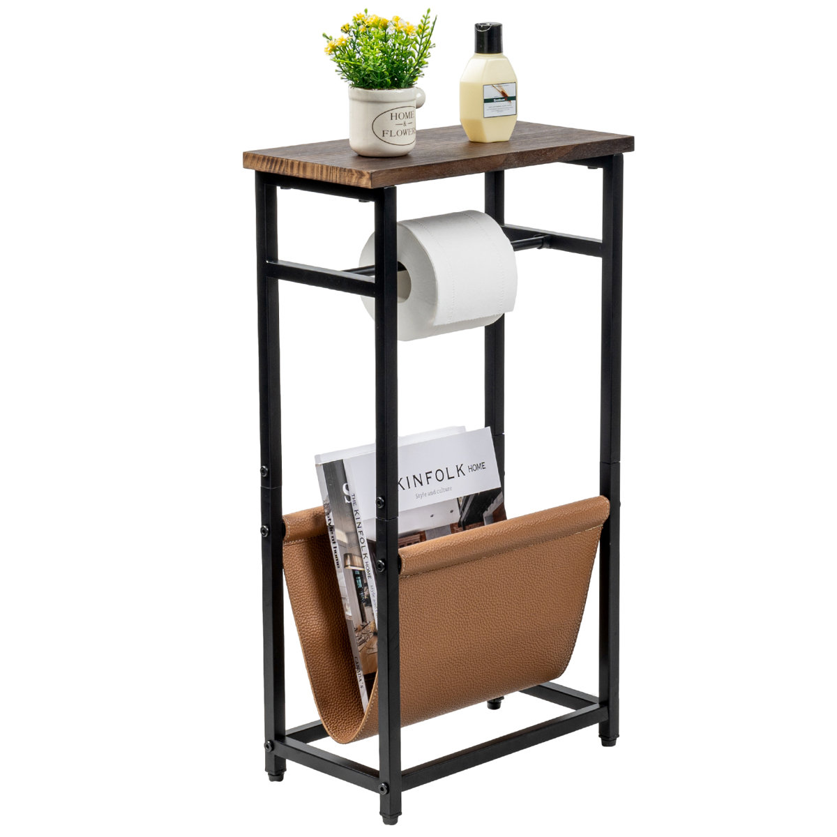 MY GIFT Free standing Toilet Roll Holder with Magazine Storage and ...