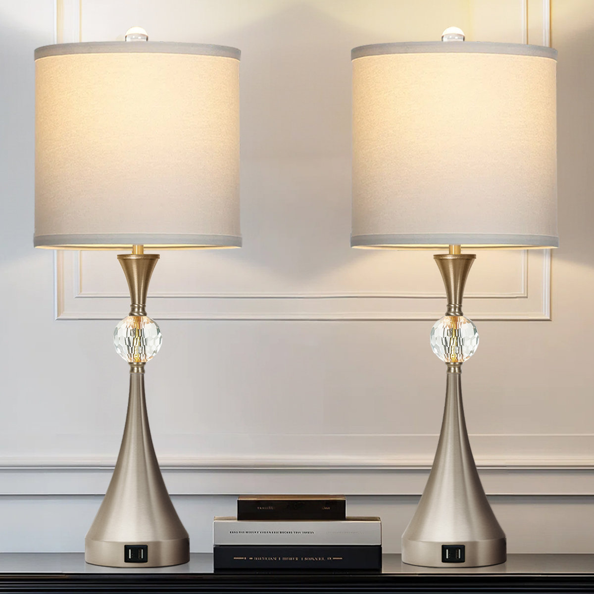 Mercer41 UL Certified 26'' Tall Table Lamp Set of 2 for Living Room ...