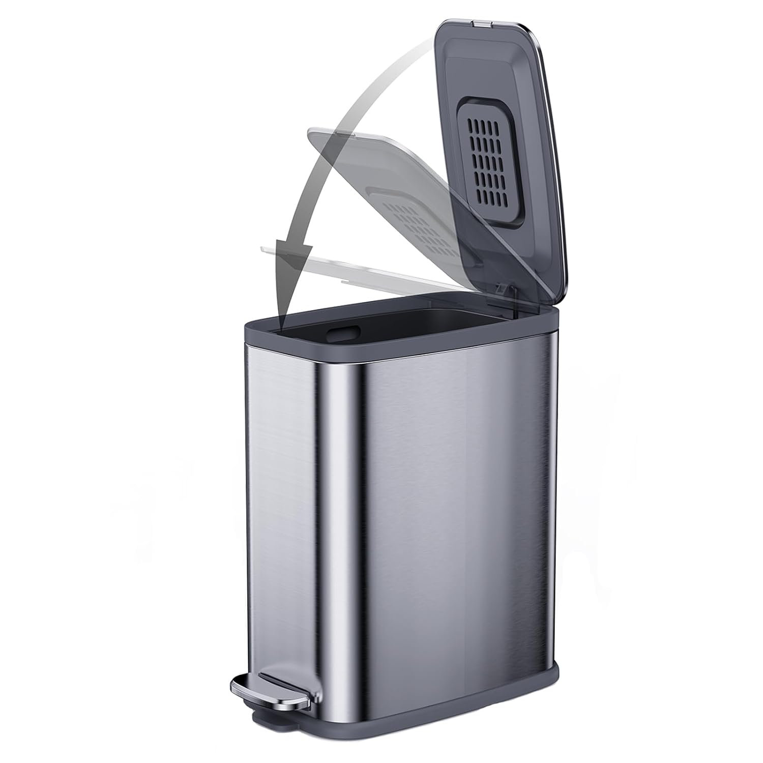 X－MAX FURNITURE Small Bathroom Trash Can With Lid Soft Close-5L/1.3 Gal ...