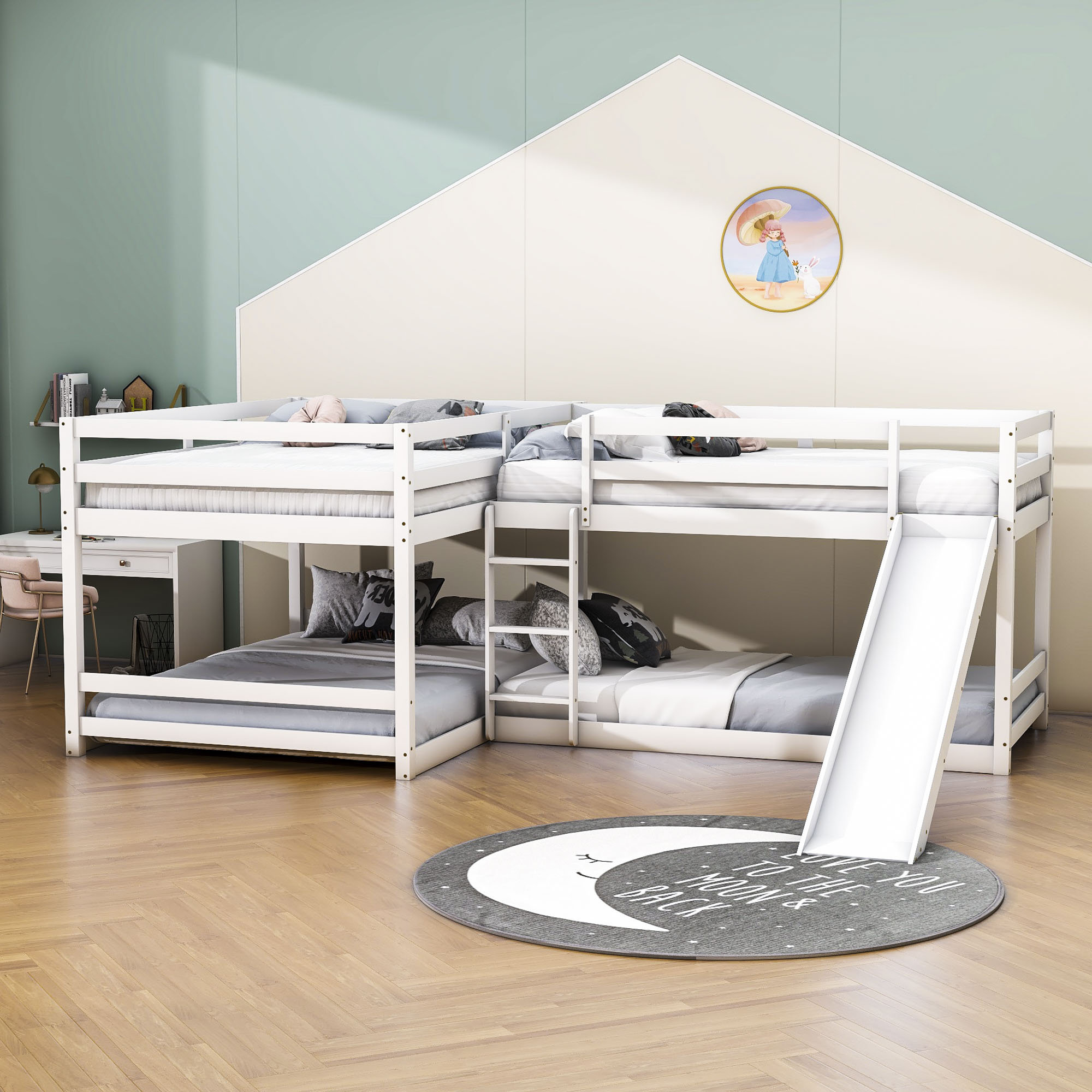 Harriet Bee Ernice Full Over Full and Twin Over Twin L-Shaped Bunk Beds ...