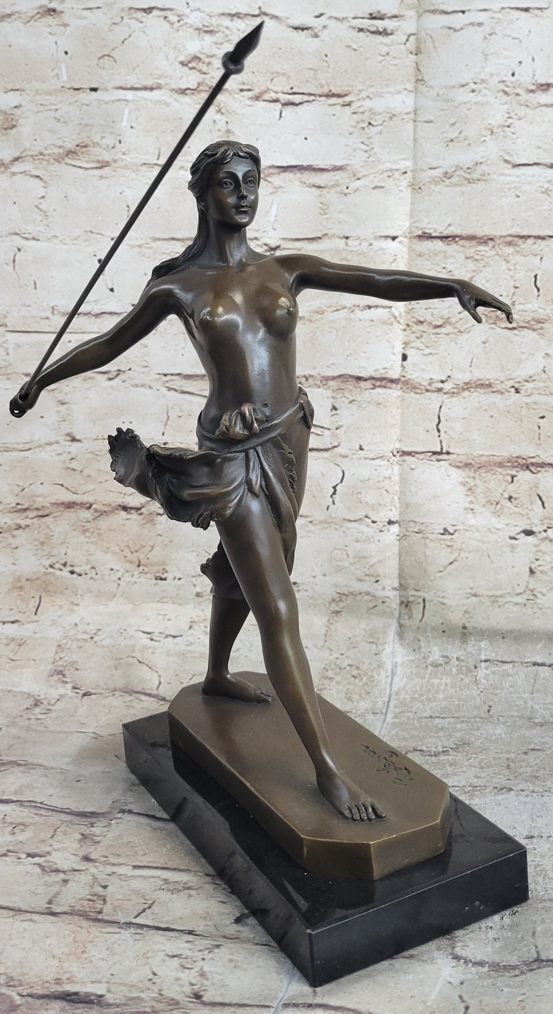 Bloomsbury Market Diana the Huntress Nemorensis Artemis w/ Spear Bronze Statue Sculpture after R ...